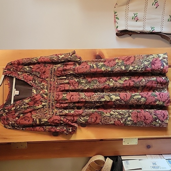Sundance | Dresses | Sundance Silk Midi Dress Floral Empire Waist Lined ...